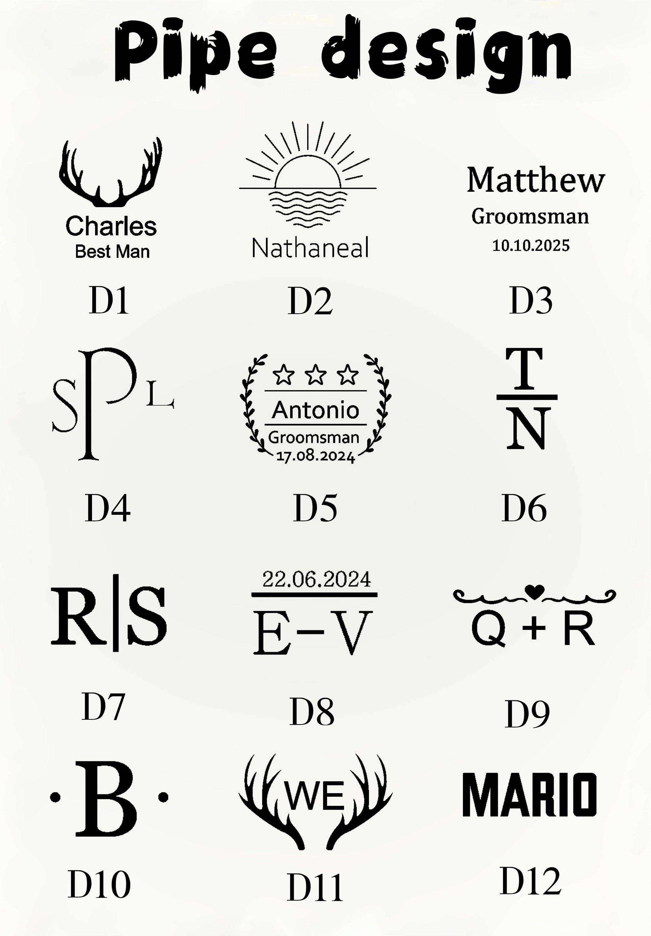 Personalized Wooden Pipes, Customized Handmade Pipes Fathers Day Gifts ...