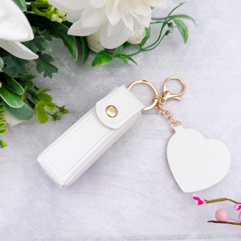 Customizable PU Leather Lipstick Bag Keychain, Bridesmaid Gift, Anti ...