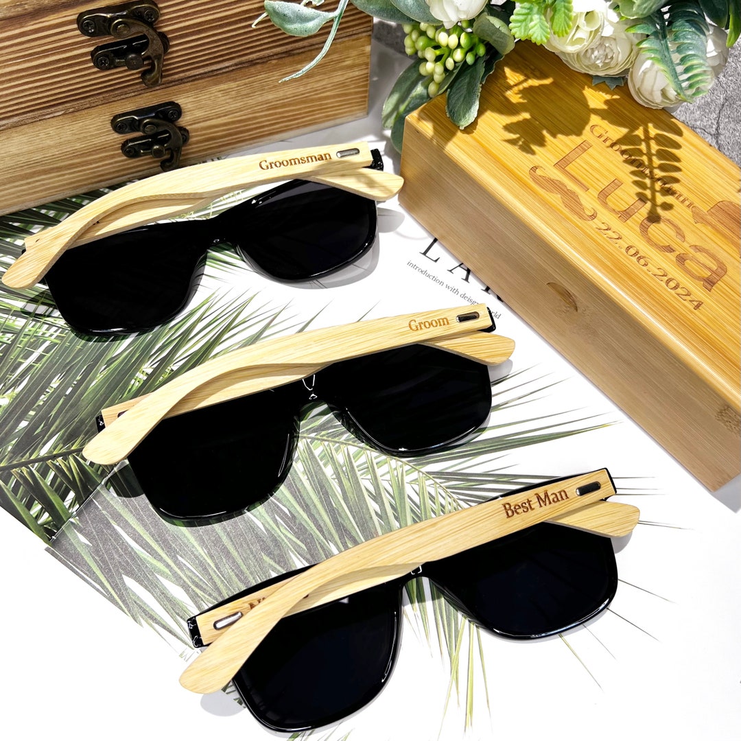 Personalized Bamboo Sunglasses: Engraved Groomsman Gift Set - Etsy