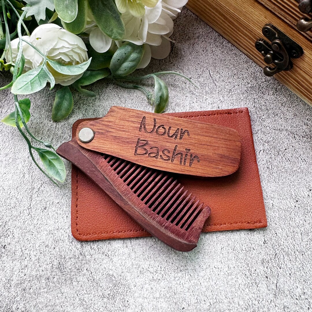 Customized Beard Comb Engraved Beard Brush, Folding Beard Comb , Gift ...