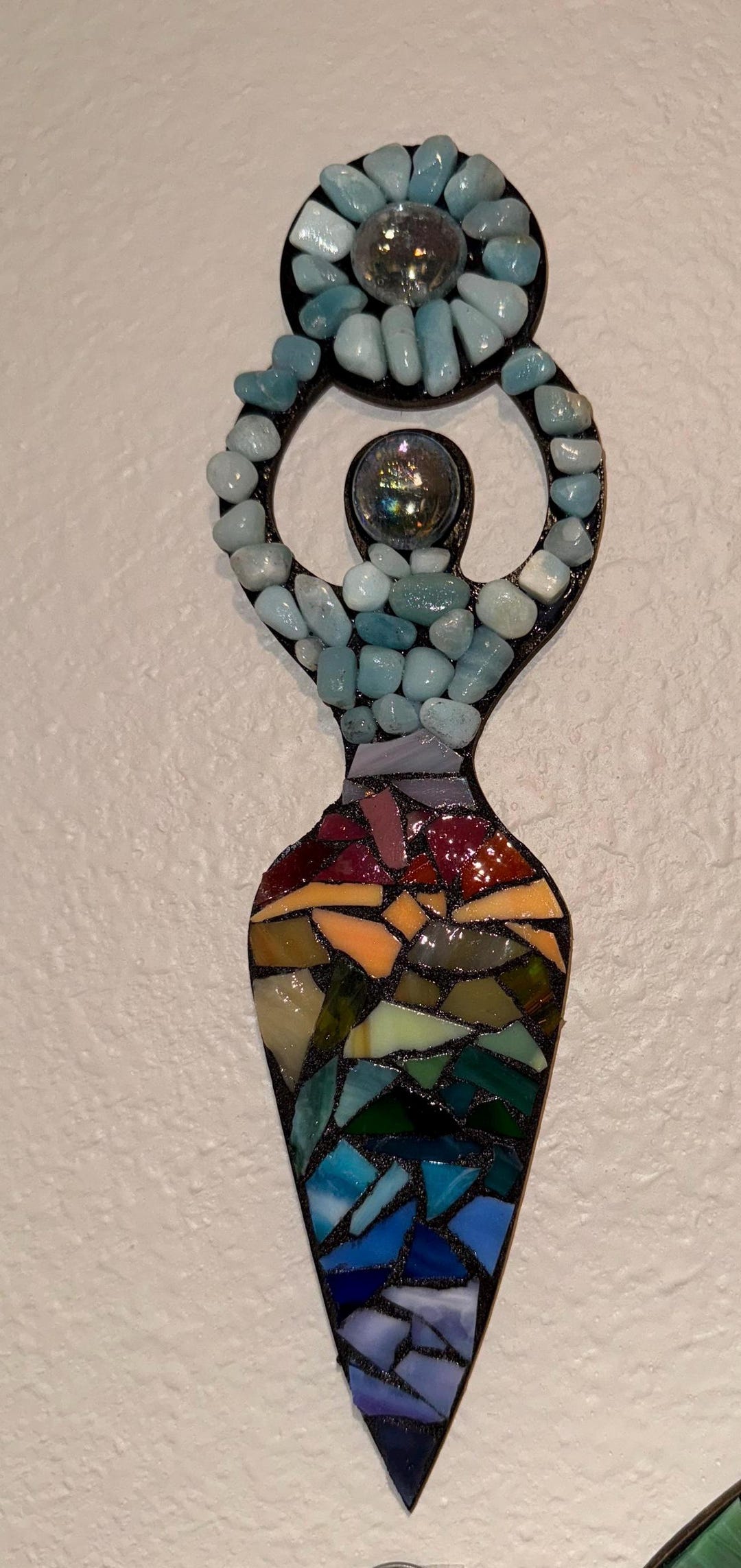 Mosaic Goddess Rainbow Stained Glass With Amazonite - Etsy