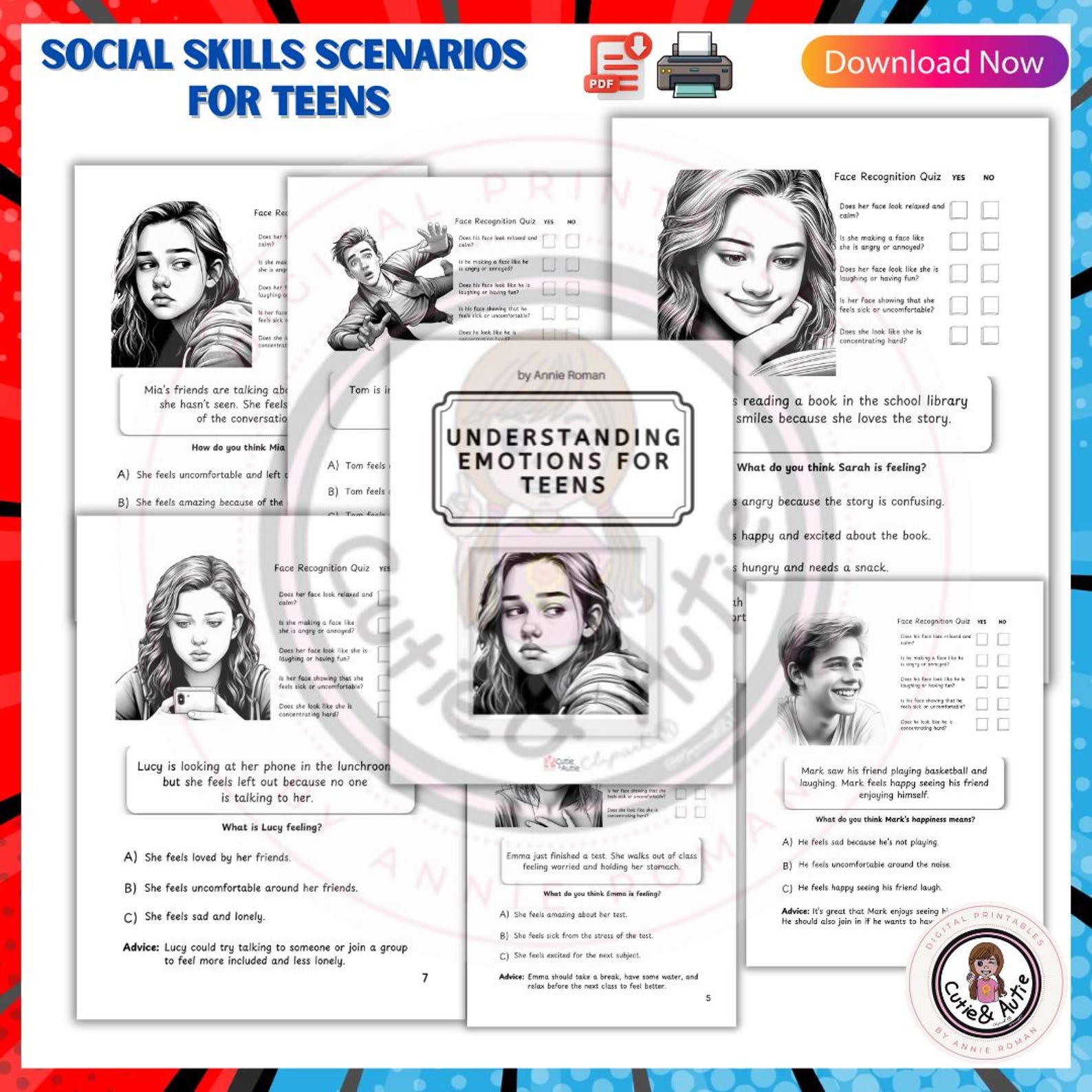 Understanding Emotions for Teens/focusing on 25 Common Life Situations ...