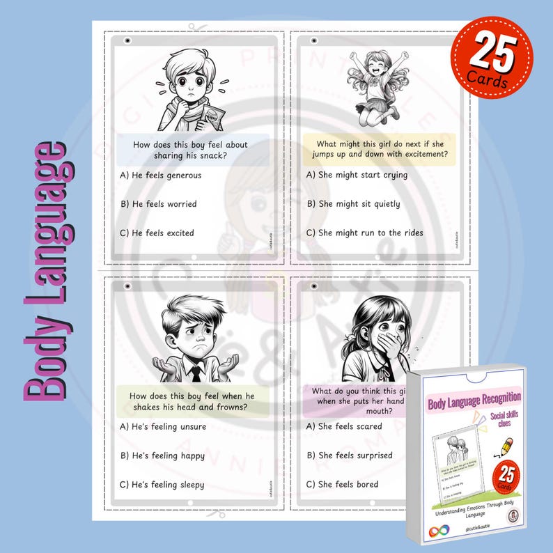 Visual Body Language & Social Skills Clues for Kids With Autism 25 ...