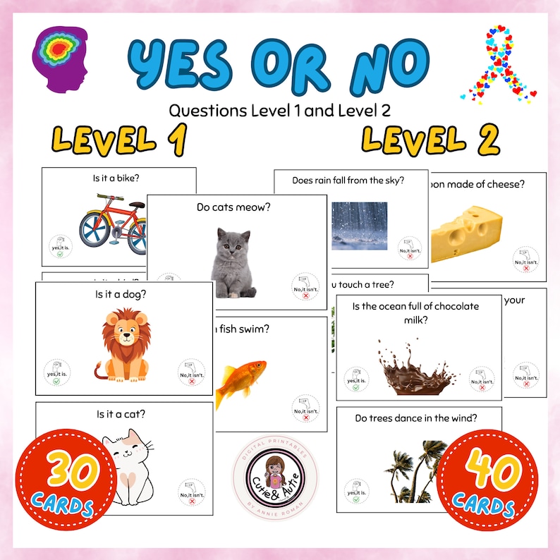 Yes-no Questions Mastery: Level 1 & Level 2 for Kids With Autism - 70 ...