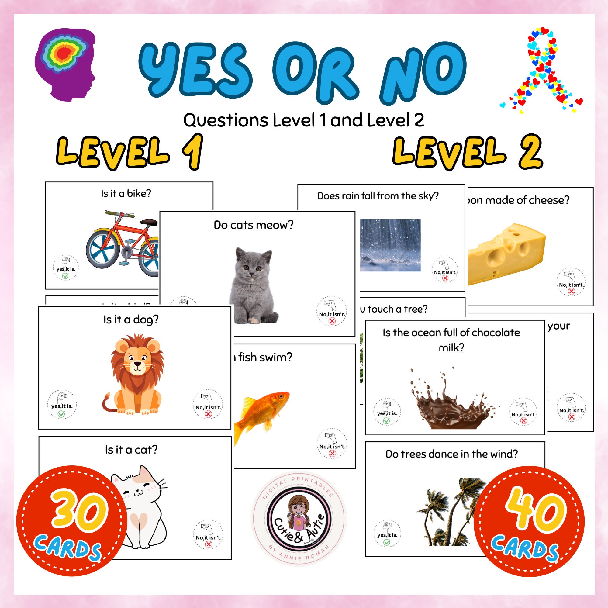 Yes-no Questions Mastery: Level 1 & Level 2 for Kids With Autism - 70 ...