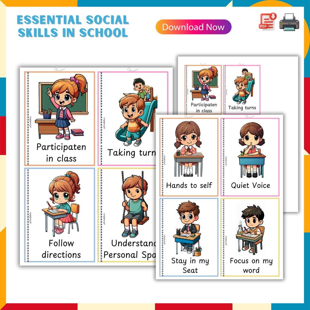 Essential Social Skills in School 10 WORSKHEETS Social Skills for ...