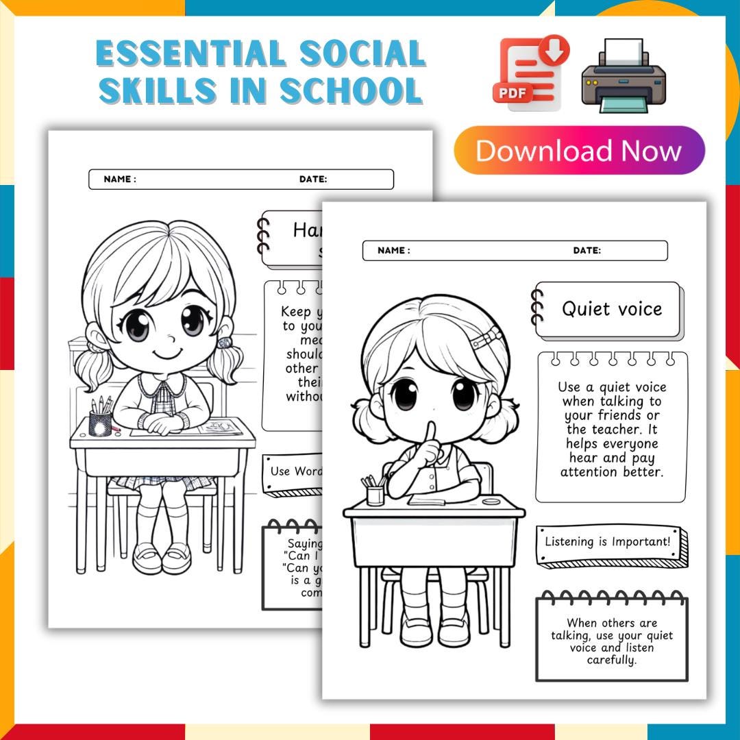 Essential Social Skills in School 10 WORSKHEETS Social Skills for ...