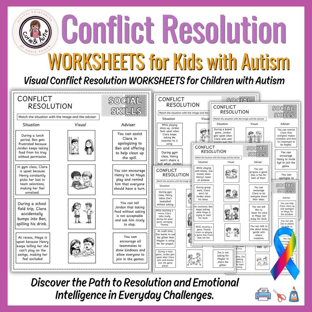 SOCIAL SKILLS: Conflict Resolution WORKSHEETS for Kids With Autism - Etsy