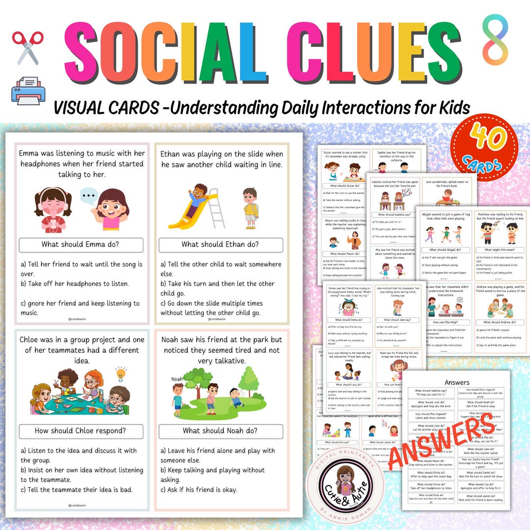 Social Clues Visual Cards / Understanding Daily Interactions for Kids ...