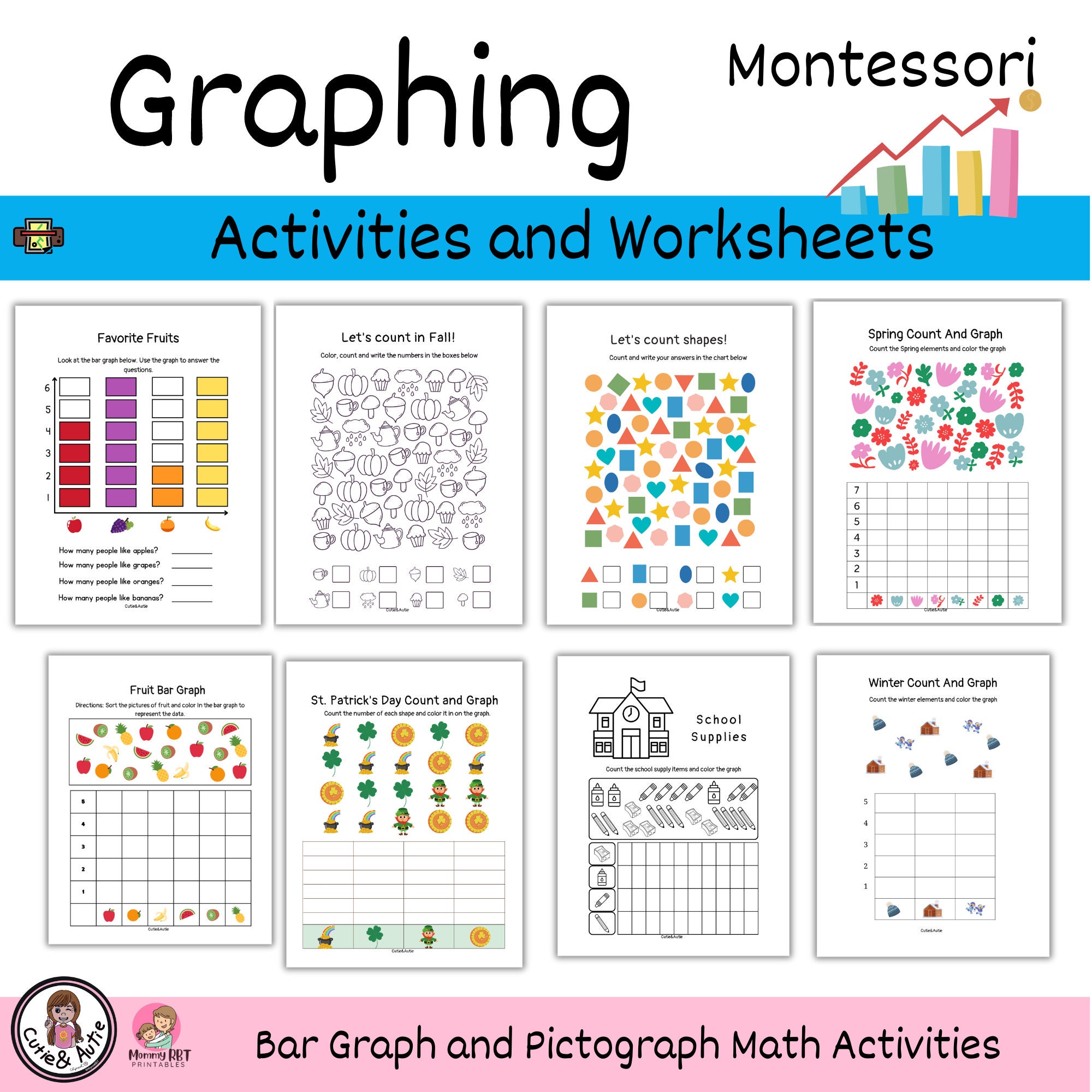 Data and Graphs Worksheet Visual Pack Interpreting Data First Grade - Etsy