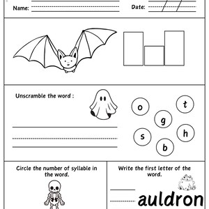 Trick-or-treat Writing: Halloween Vocabulary Worksheets and Coloring ...