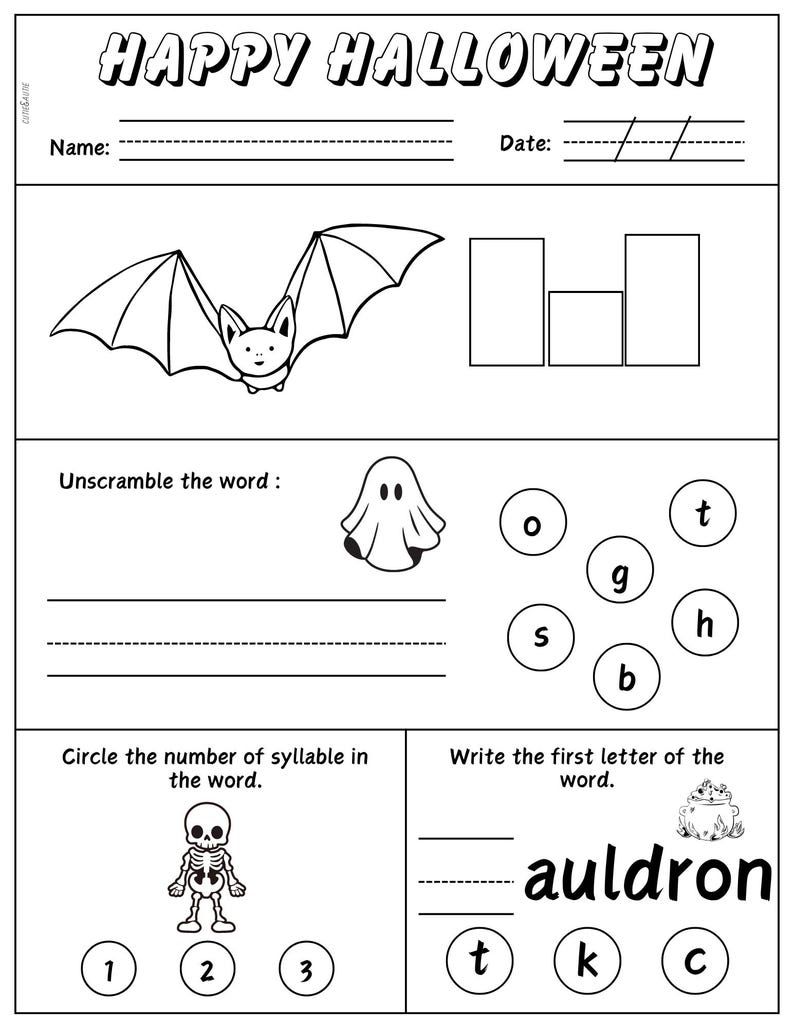 Trick-or-treat Writing: Halloween Vocabulary Worksheets and Coloring ...