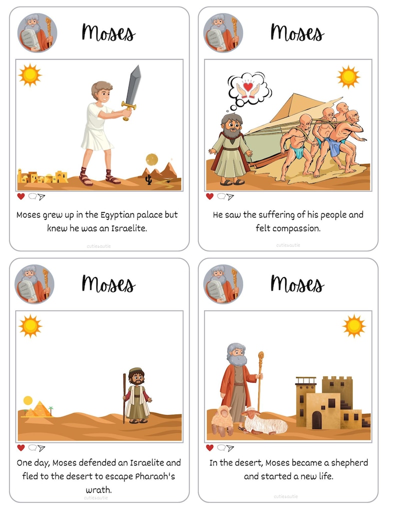 16 Flashcards: the Story of Moses for Sunday School - Etsy