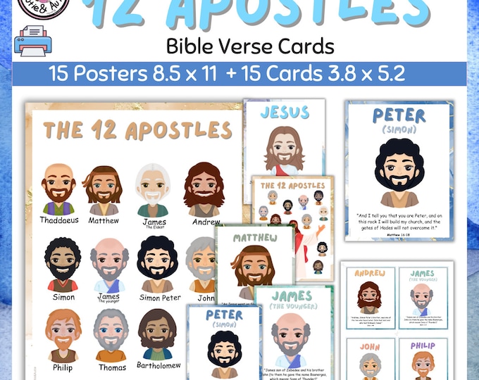 Jesus Christ and His 12 Apostles, Clip Art and Coloring Pages - Etsy India
