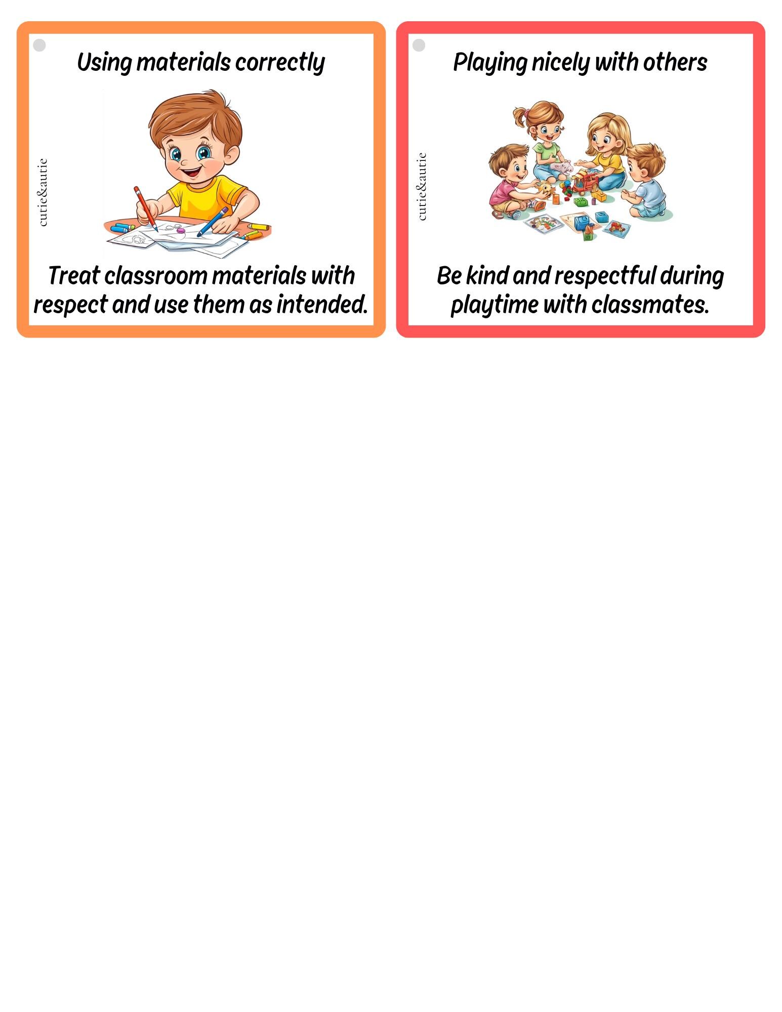 Classroom Behavior Rules Flashcards – 20 Visual Cards for Teaching Good ...