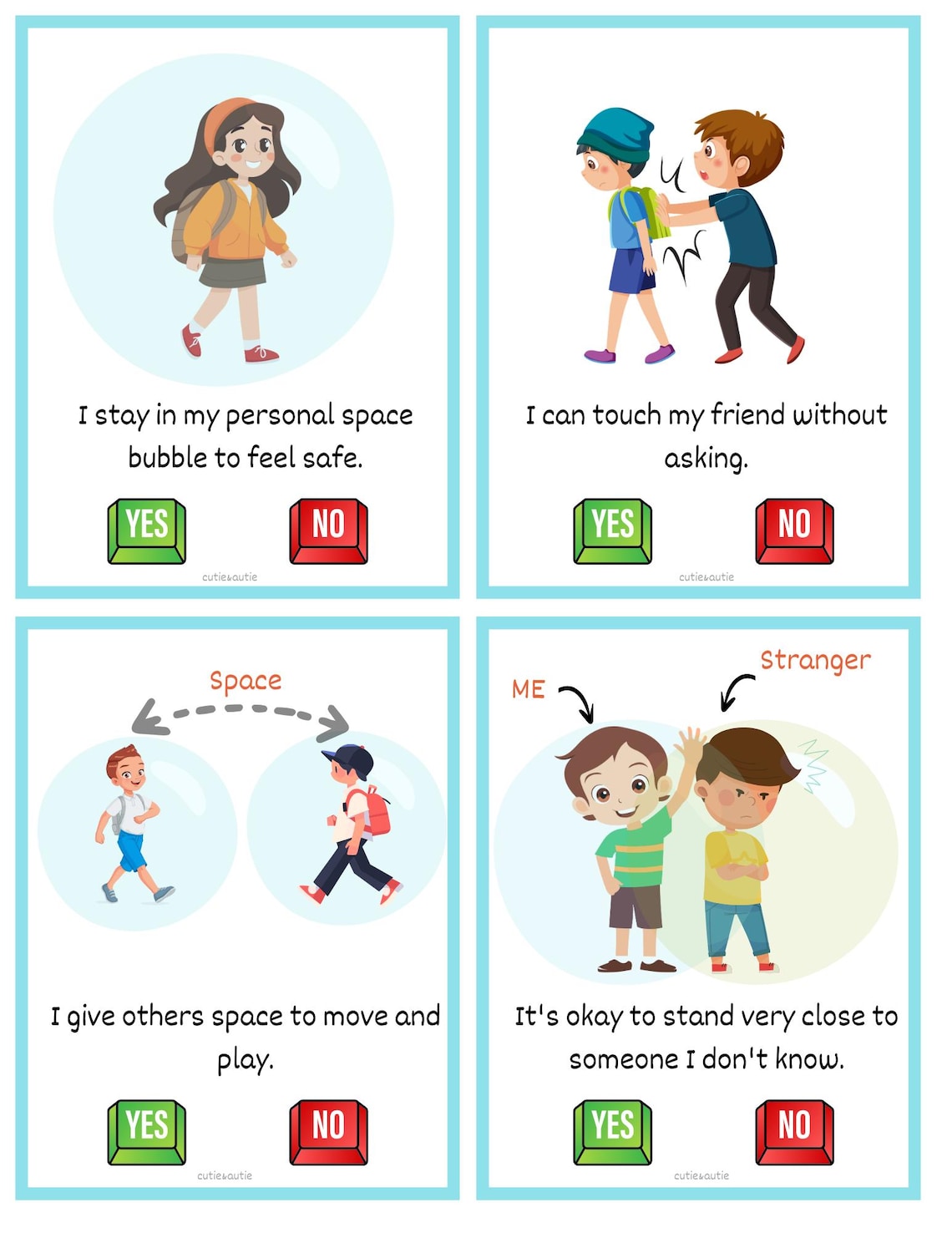 Personal Space Bubble Social Story Cards - 20 Cards - Etsy