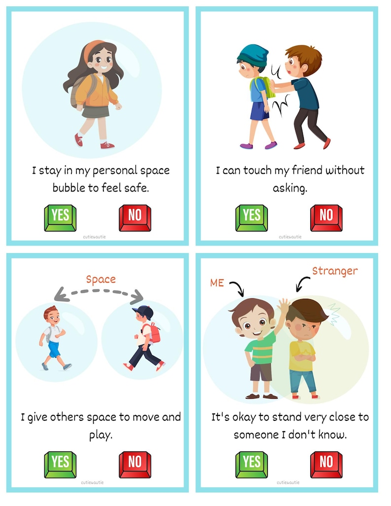 Personal Space Bubble Social Story Cards - 20 Cards - Etsy