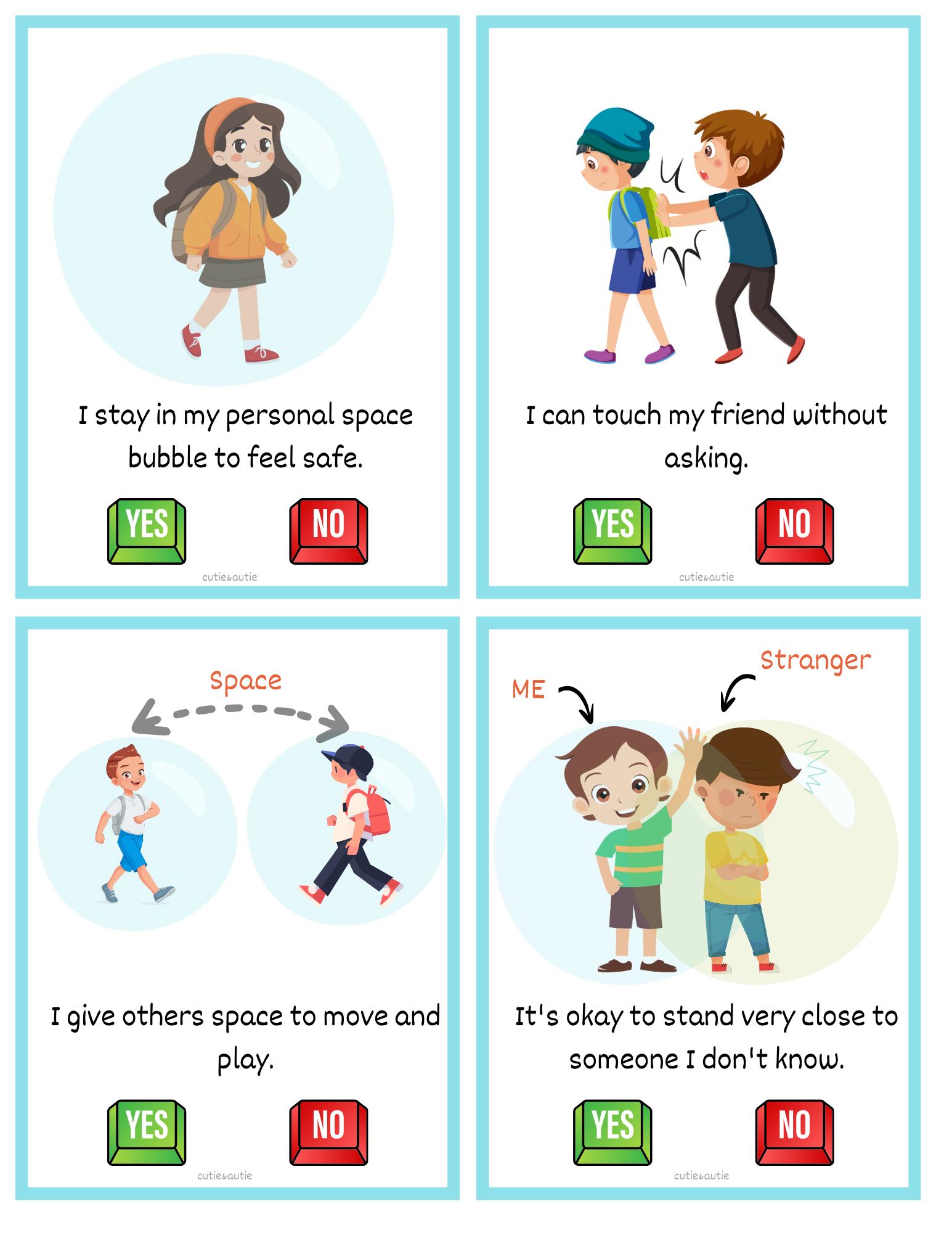 Personal Space Bubble Social Story Cards - 20 Cards - Etsy