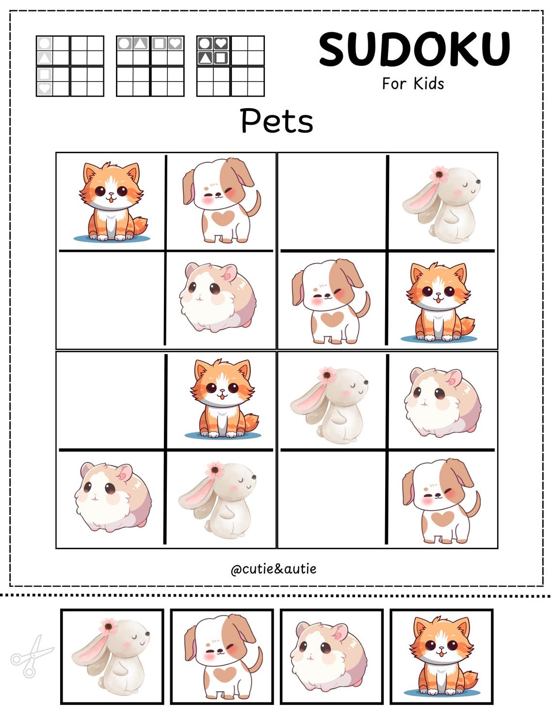 Visual Sudoku Puzzle for Kids: 4x4 Grid, 20 Categories (PDF Pattern) - Etsy