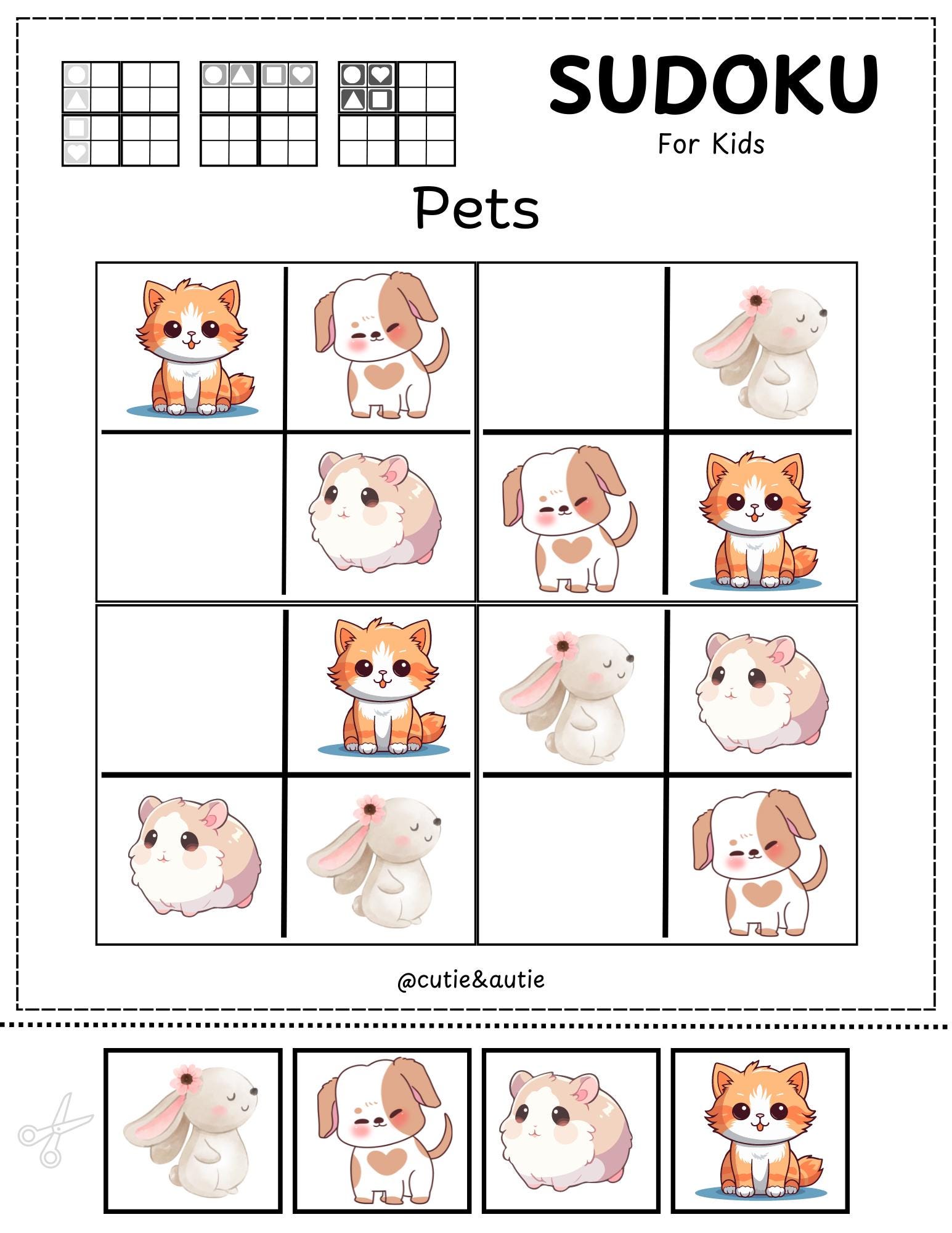 Visual Sudoku Puzzle for Kids: 4x4 Grid, 20 Categories (PDF Pattern) - Etsy