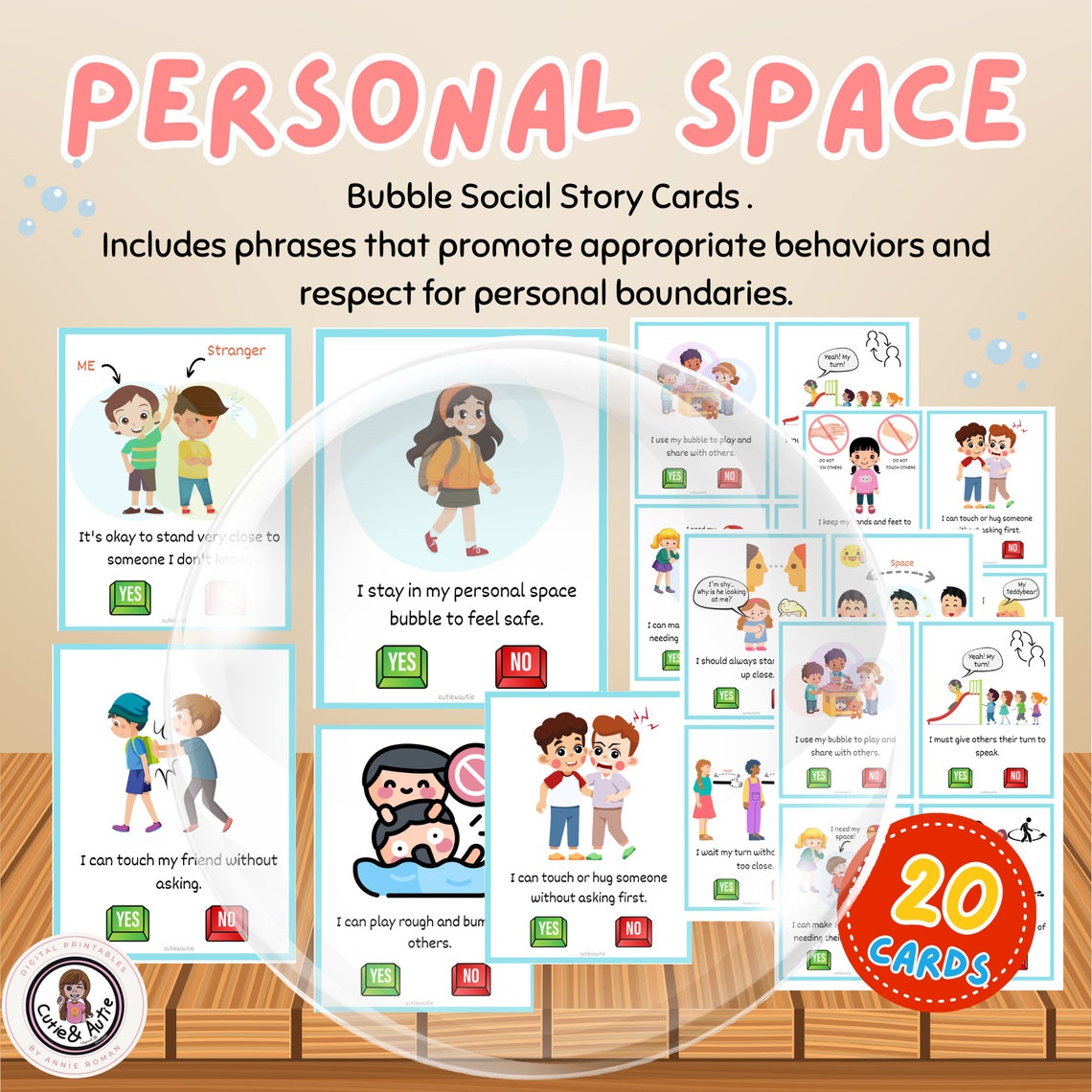 Personal Space Bubble Social Story Cards - 20 Cards - Etsy