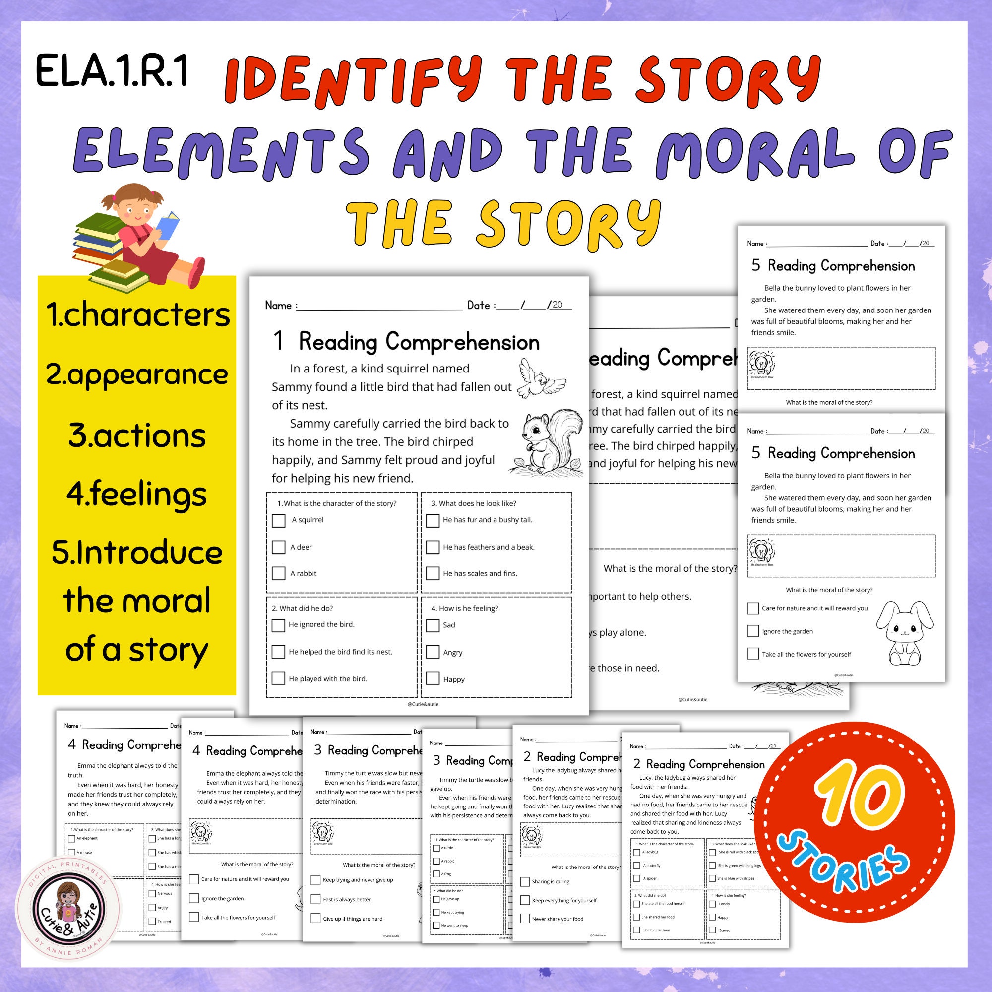 Identify the Story Elements and the Moral in a Story - ELA.1.R.1 - Etsy