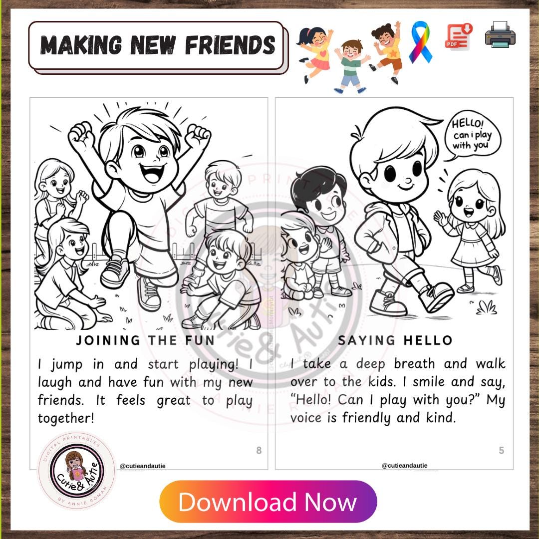SOCIAL STORY: Making New Friends Steps to Help Kids Build Friendships ...