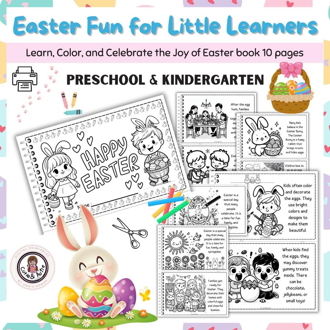 Easter Fun for Little Learners Learn &color 10pages Booklet for ...