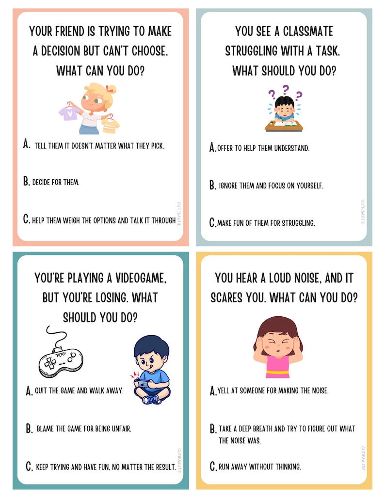 Problem-solving Social Skills Cards for Kids With Autism 32 CARDS - Etsy