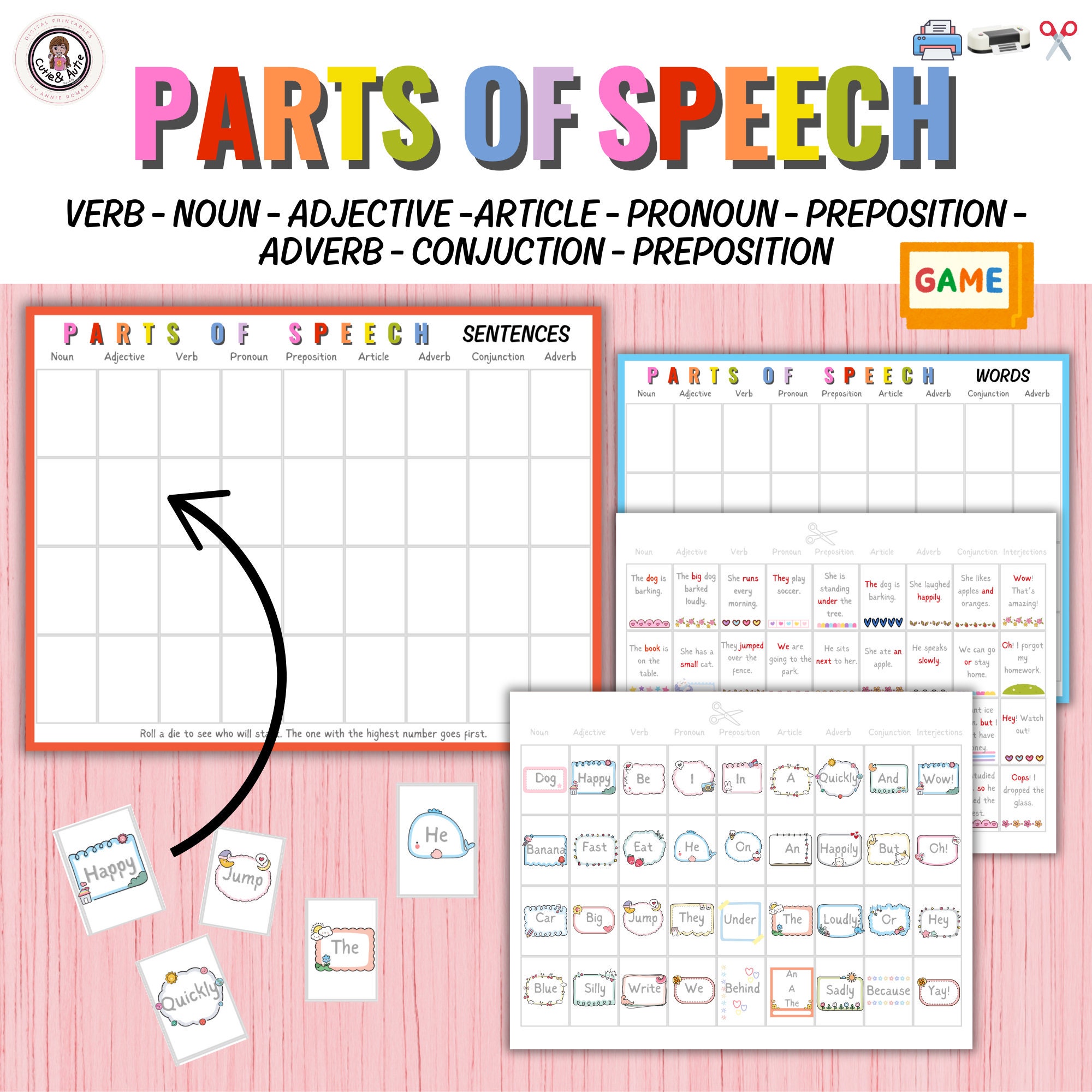 Grammar Quest: Sorting and Classifying Parts of Speech Game - 2 & 3 ...