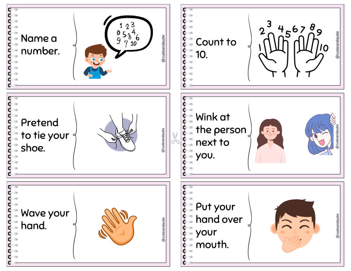 Following Directions Visual Supports - Autism - 60 Questions - Etsy