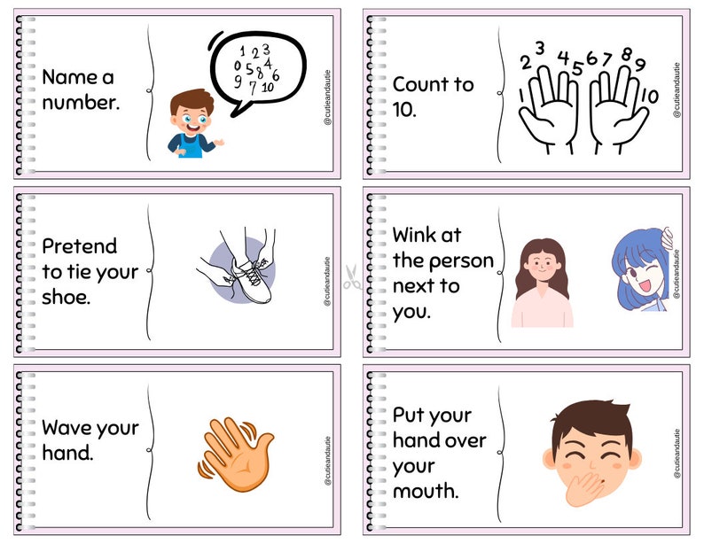 Following Directions Visual Supports - Autism - 60 Questions - Etsy