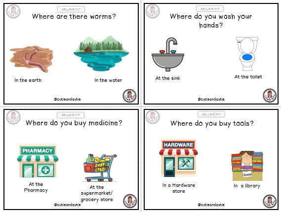 WH Questions ABBLS-R H17 Intraverbal Task Card + Data Sheet 54 Options ...