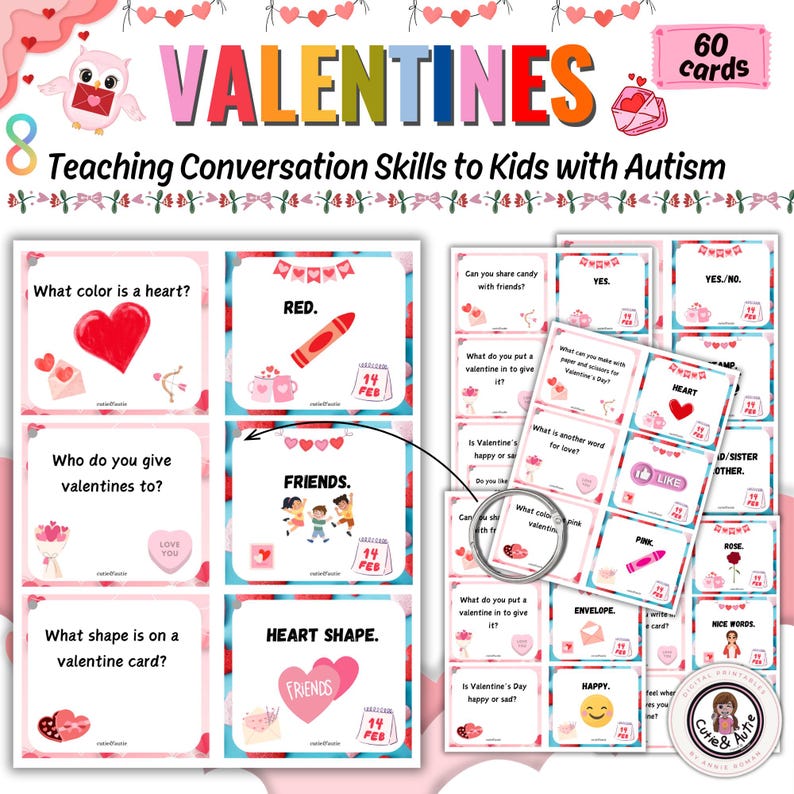 60 Conversation Cards: Valentine's Edition for Autism Speech Support - Etsy