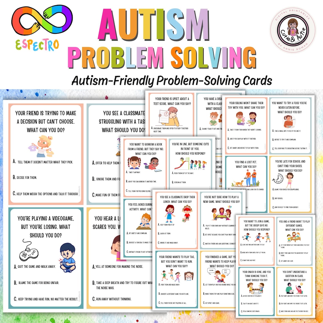 Problem-solving Social Skills Cards for Kids With Autism 32 CARDS - Etsy