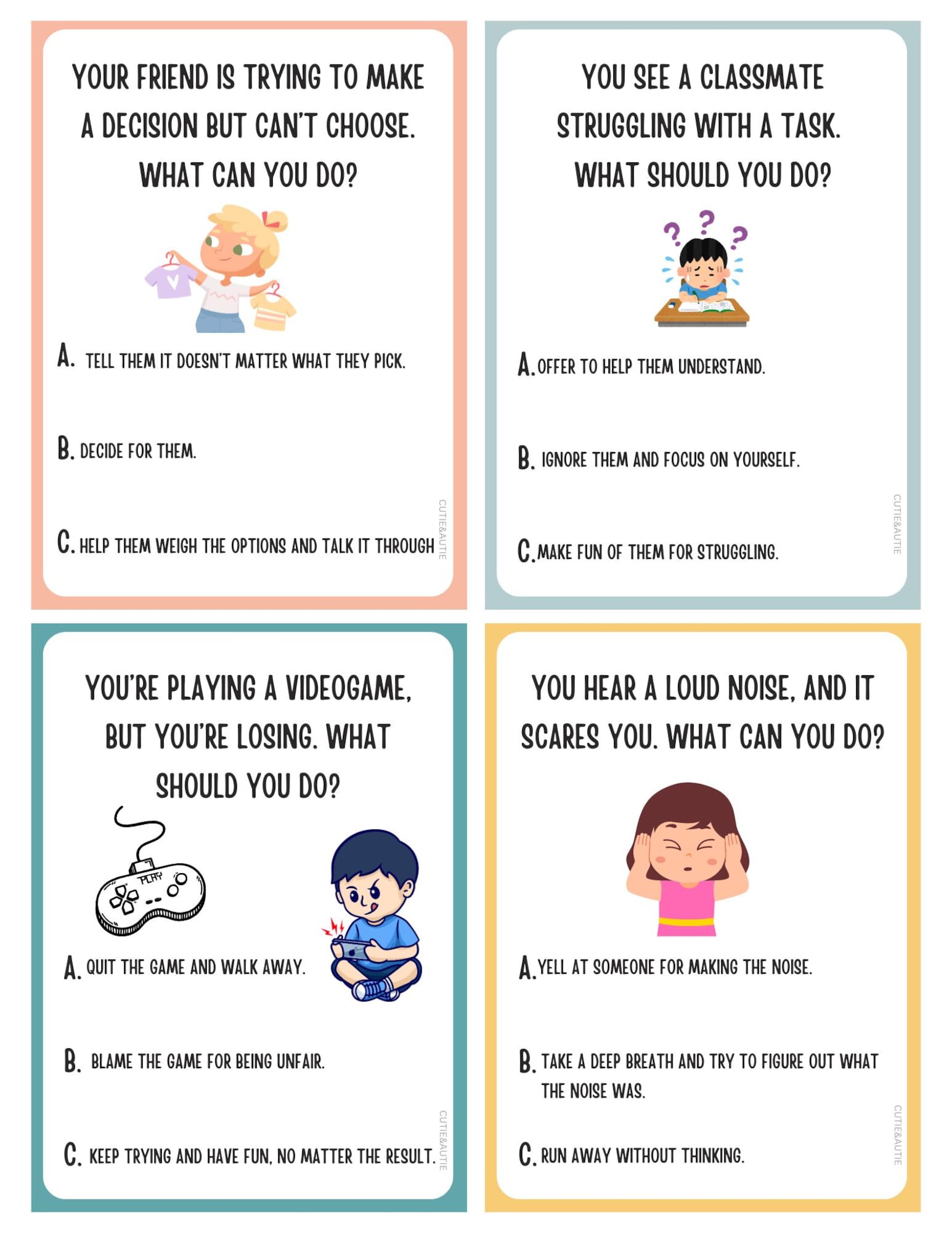 Social Skills Builder: Interactive Cards for Kids With Autism 320 Cards ...