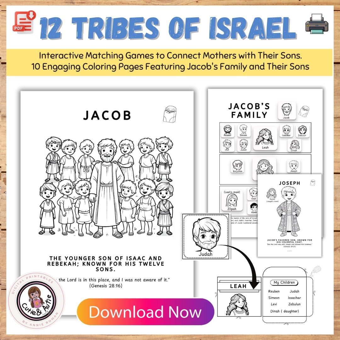 12 Tribes of Israel Coloring Book and Matching Games - Etsy