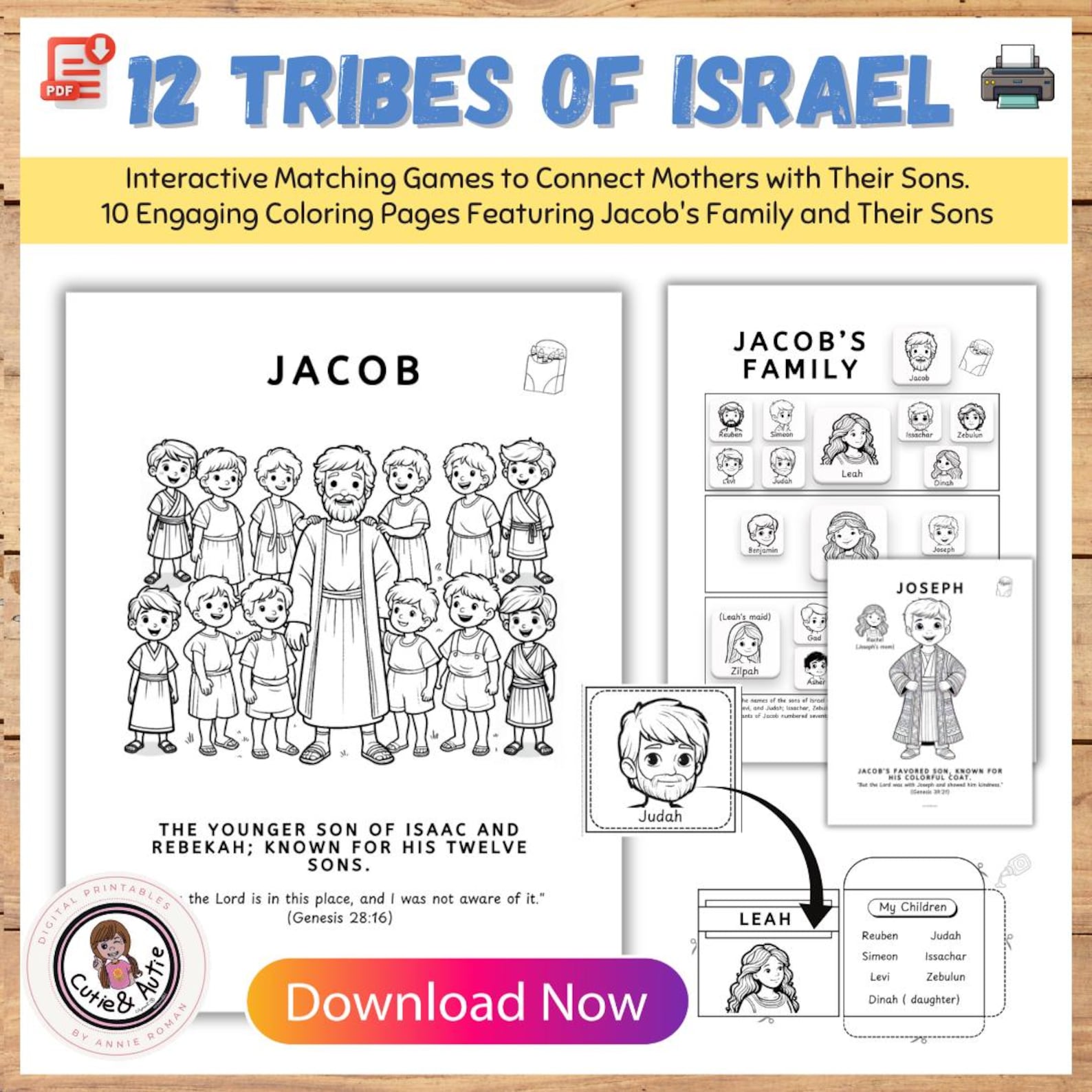12 Tribes of Israel Coloring Book and Matching Games - Etsy