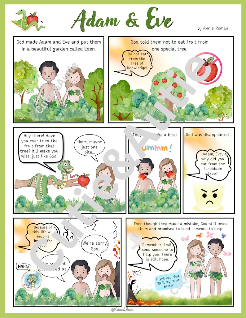 Bible Story Adam and Eve - Sunday School - Special Need Friendly - Etsy
