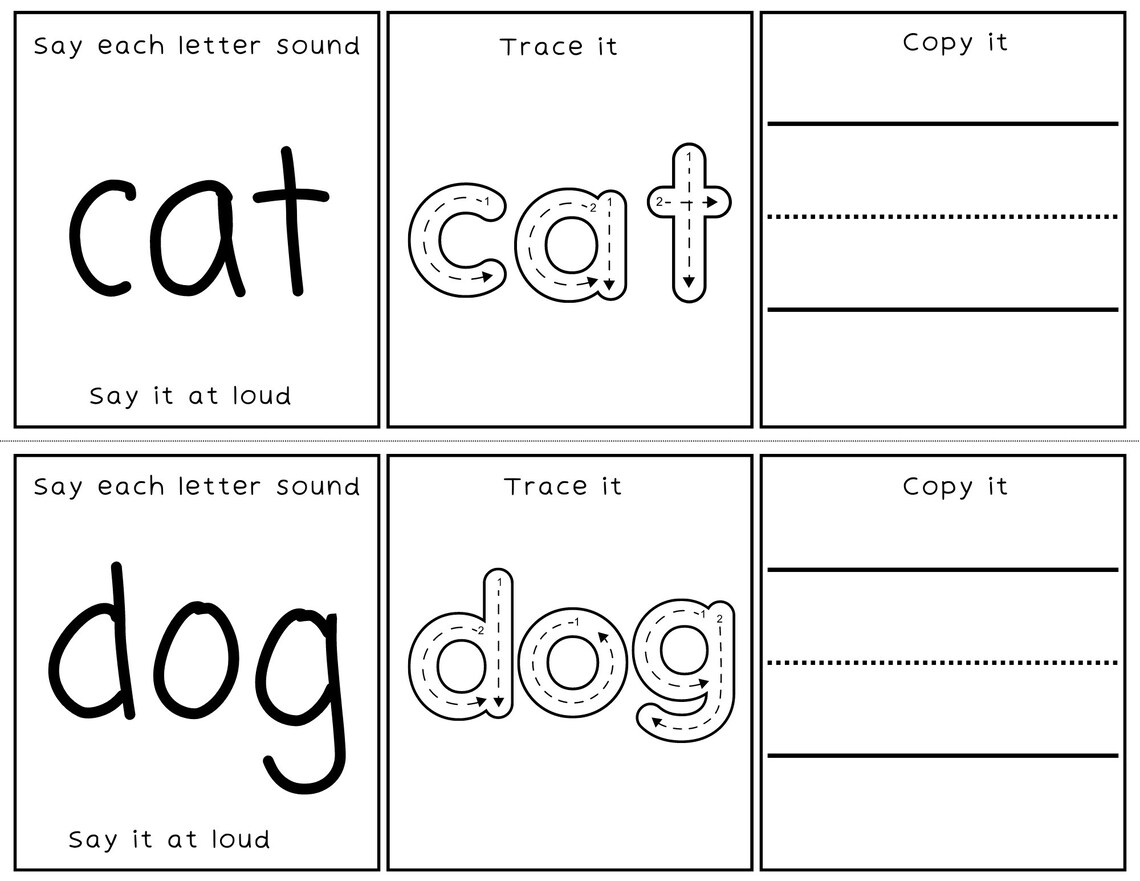 Spelling CVC Word Work Practice Worksheets for Kindergarten & First ...