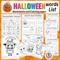Trick-or-treat Writing: Halloween Vocabulary Worksheets and Coloring ...
