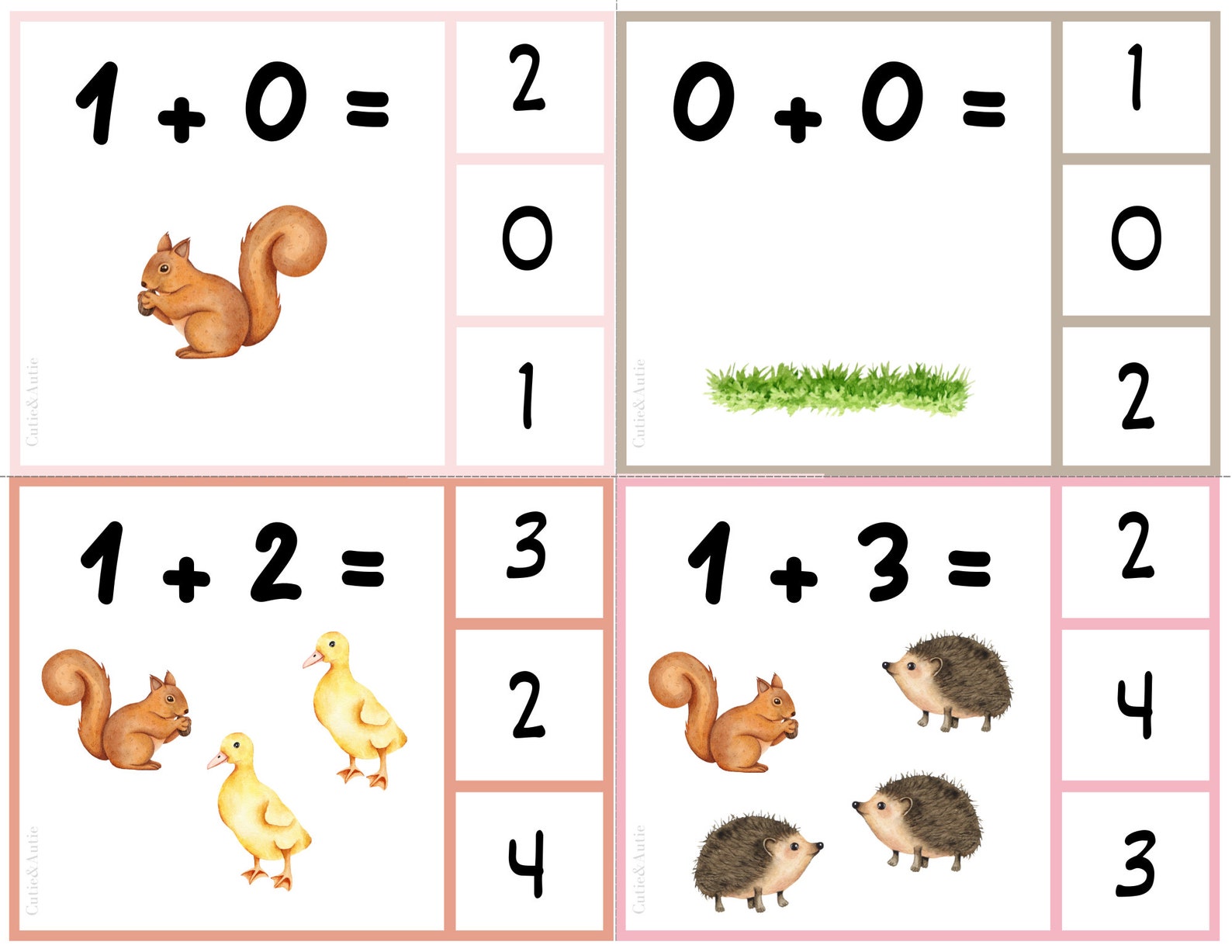 Addition Cards: 60 Colorful Math Practice Cards With Watercolor Design ...