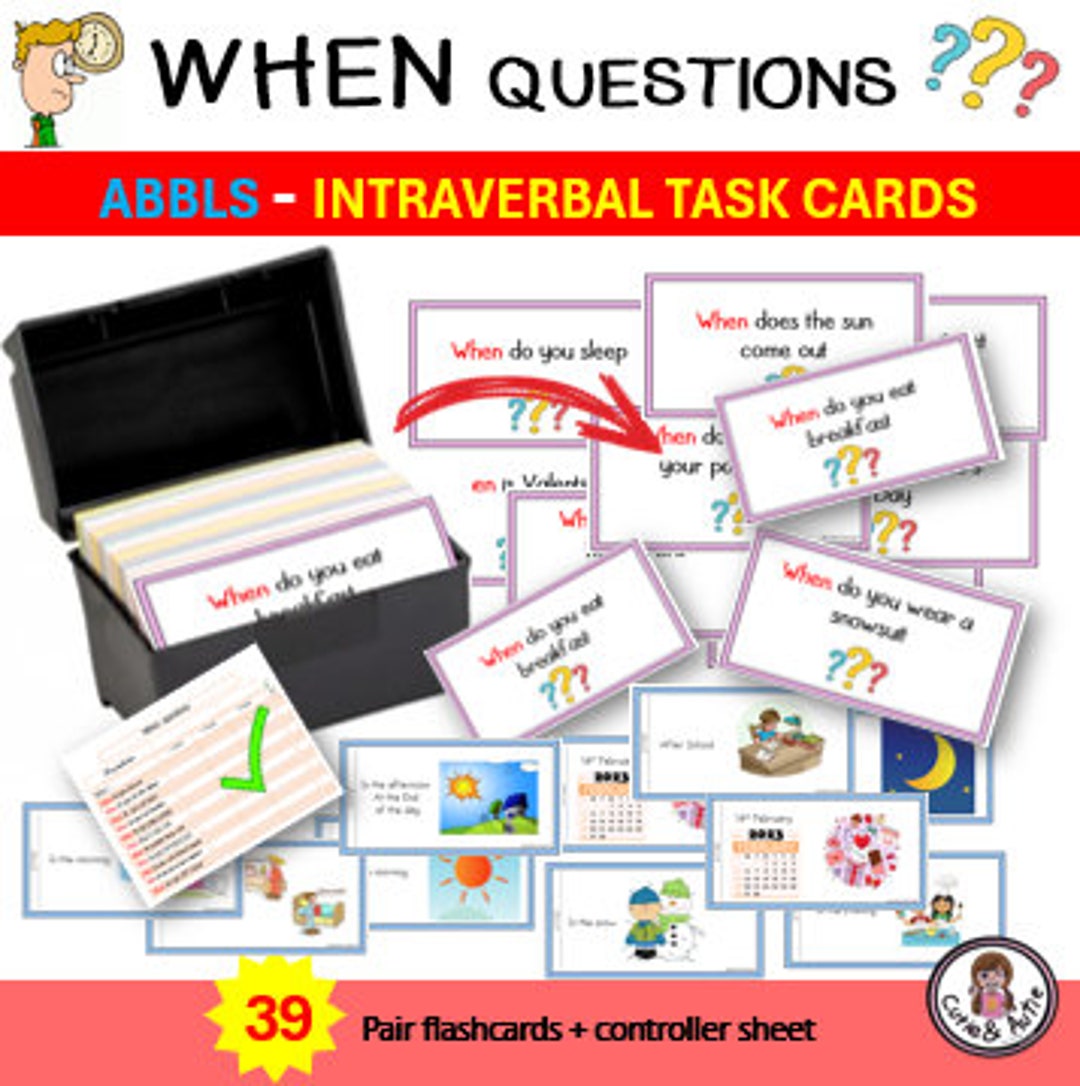When Questions - ABBLS TASK CARDS- Speech Therapy With Visuals - Etsy