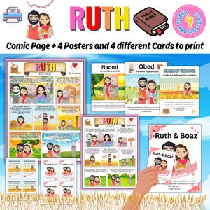 Ruth Comic - Bible - Sunday School - 4 Posters and 4 Different Cards to ...