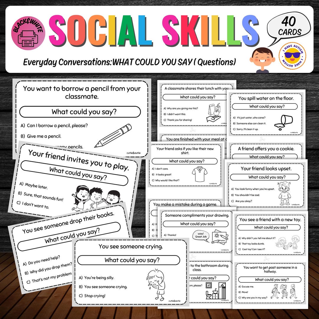 Social Skills Conversations Cards: What Could You Say? 40 Cards - Etsy