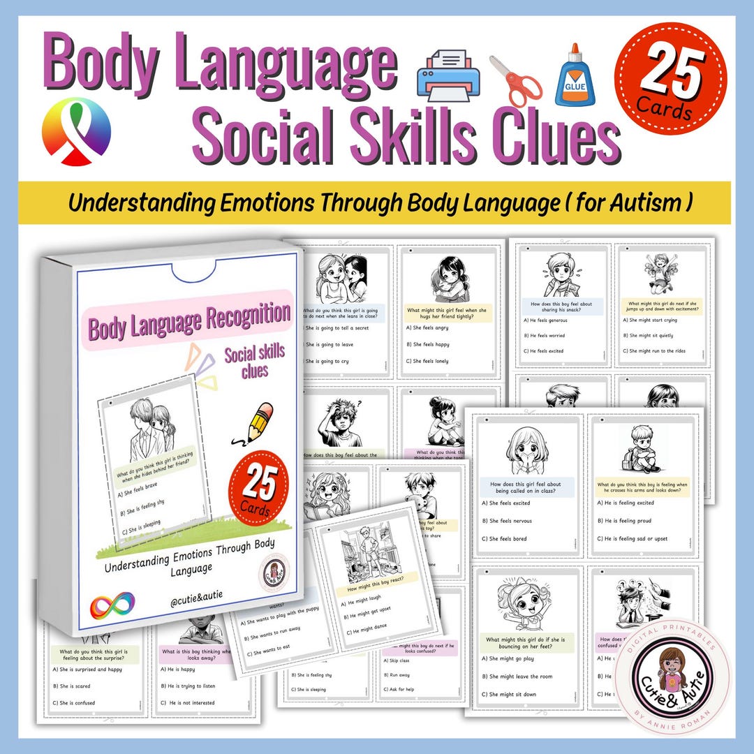Visual Body Language & Social Skills Clues for Kids With Autism 25 ...
