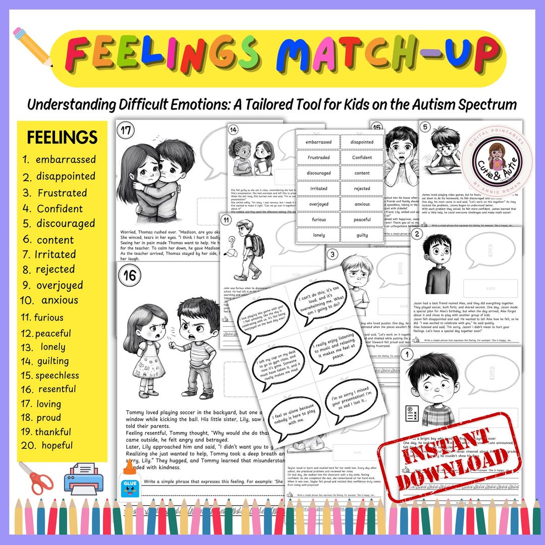 Understanding Emotions: for Kids on the Autism Spectrum Feelings Match ...