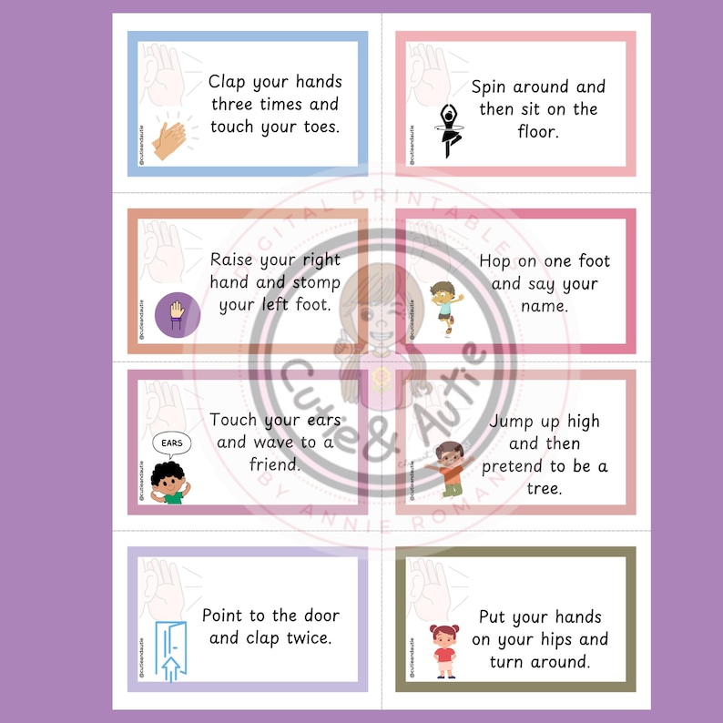 Two-step Command Cards: Auditory Processing Practice for Kids With ...