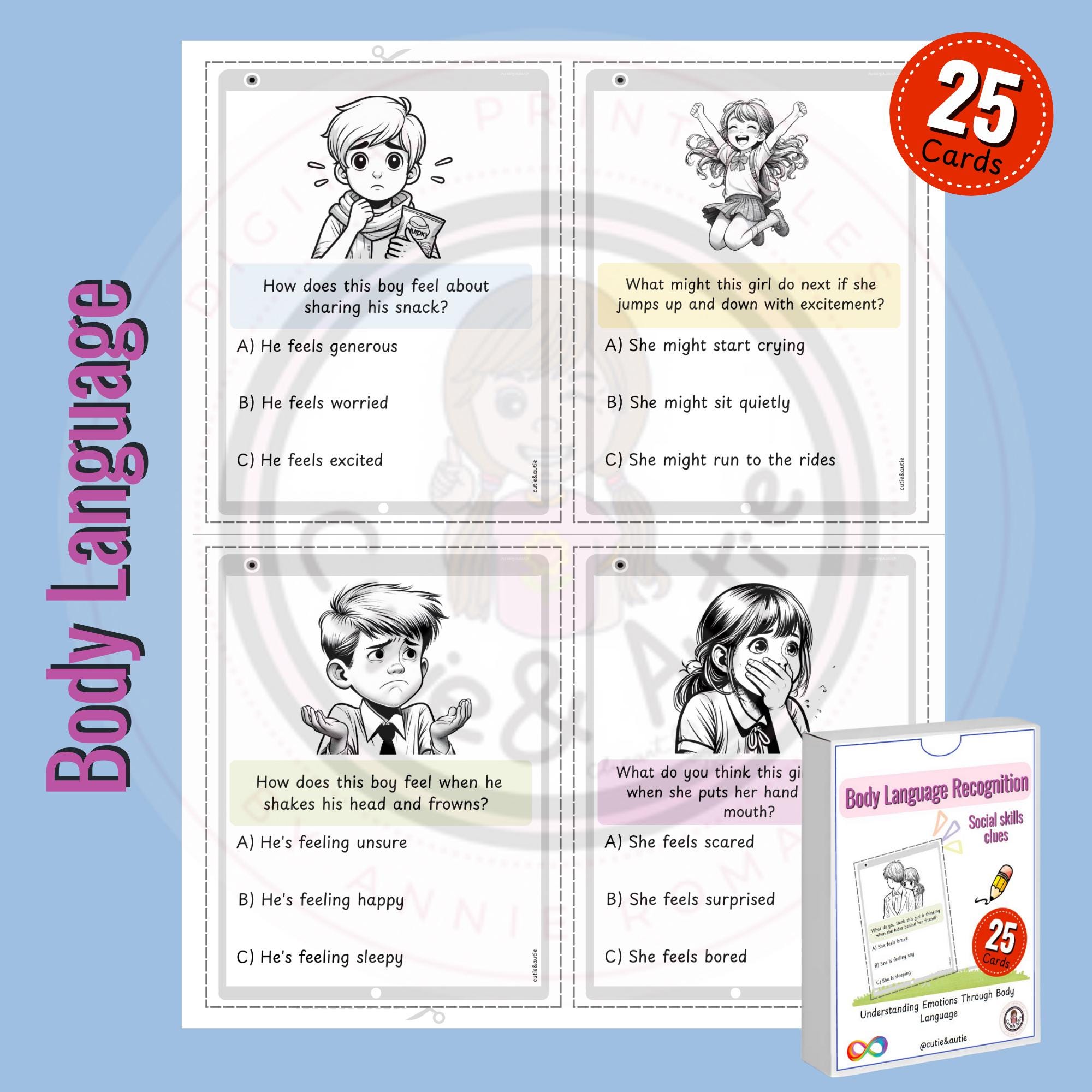 Visual Body Language & Social Skills Clues for Kids With Autism 25 ...