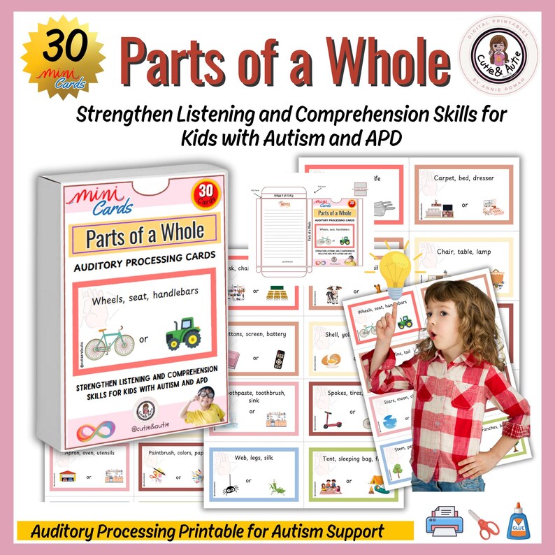 Auditory Thinking Cards: Parts of a Whole/ 30 Cards Speech Therapy - Etsy